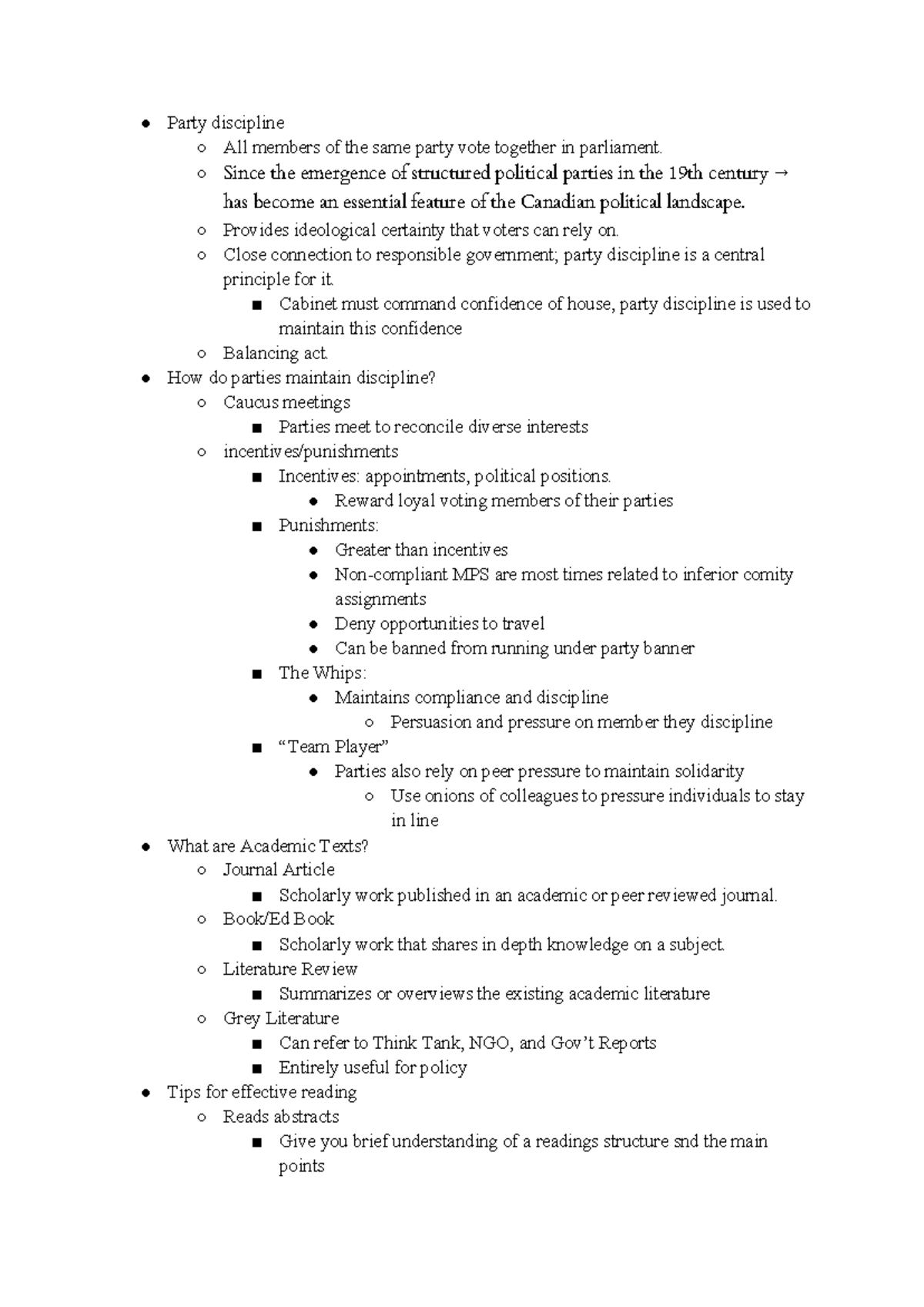 Party Discipline in Canadian Politics (LAB) - Studocu