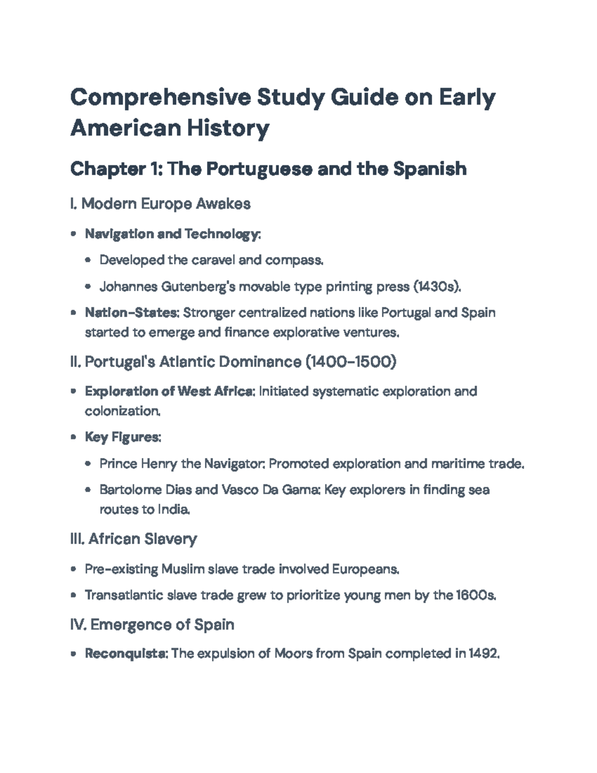Comprehensive Study Guide on Early American History (AH101 ...