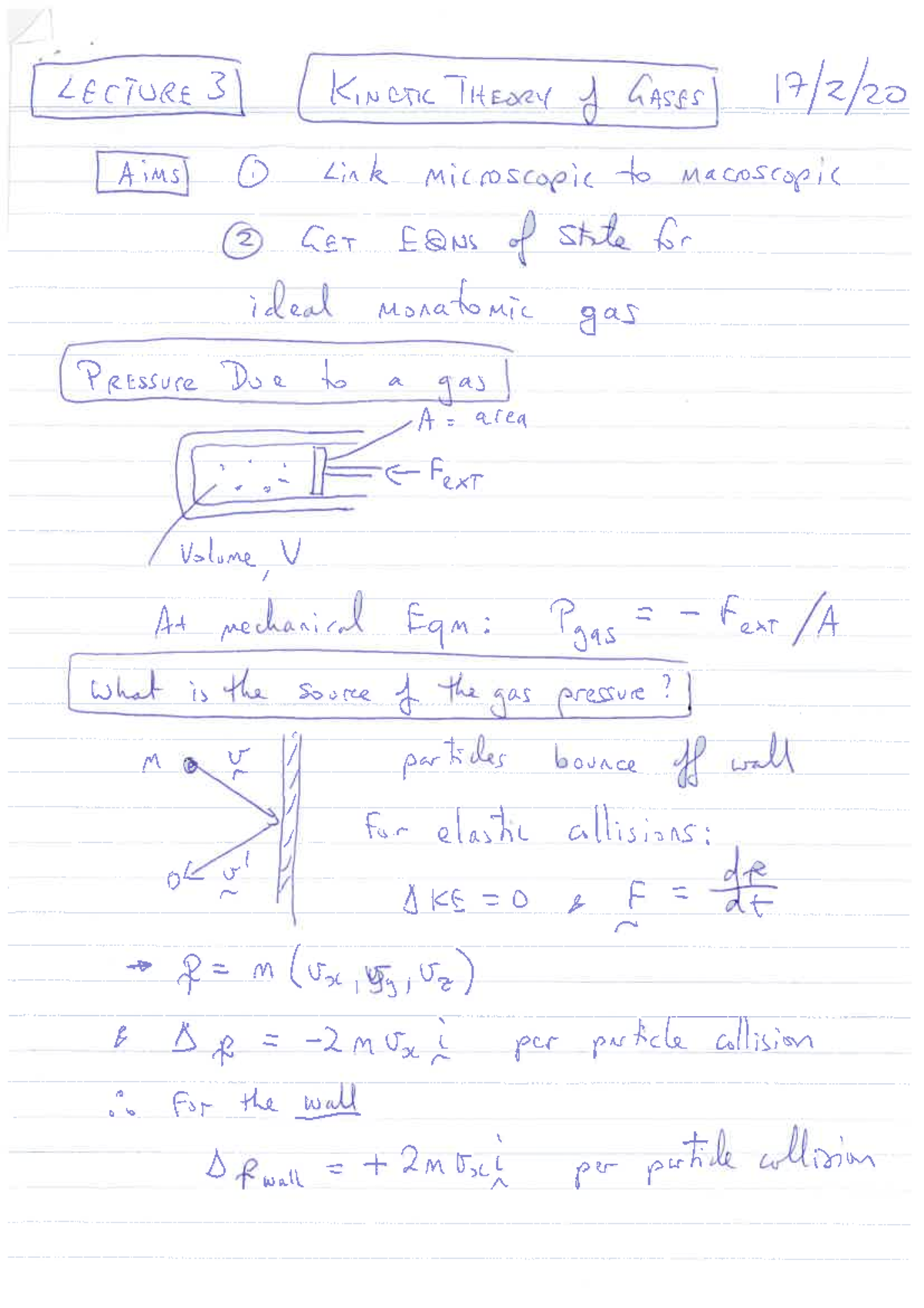 PHYS3113 Lecture 3: Kinetic Theory of Gases Explained - Studocu