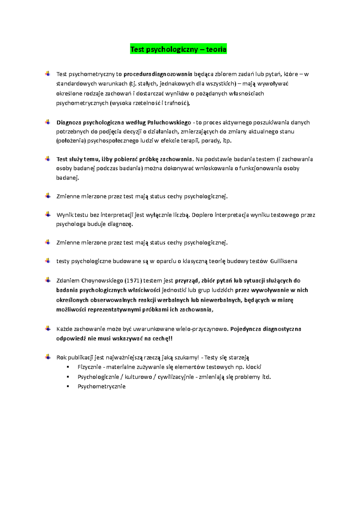 Test psychologiczny – teoria - Psychometria - Test psychologiczny ...