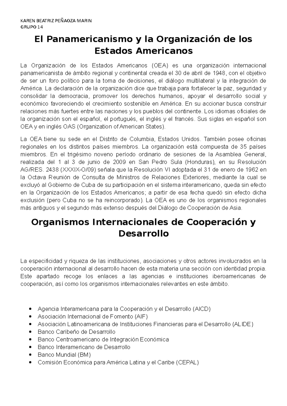 El Panamericanismo y la Organización de los Estados Americanos - GRUPO ...