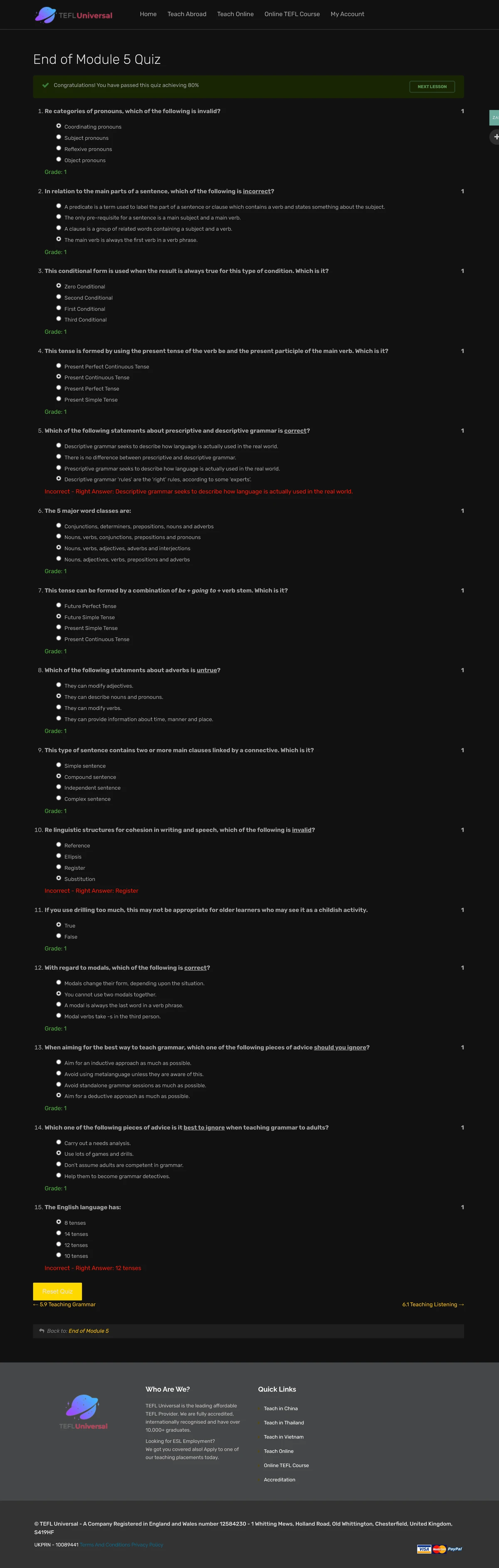 Module 8 Quiz Questions - EFL Classroom Communication & Techniques 095749 - Studocu