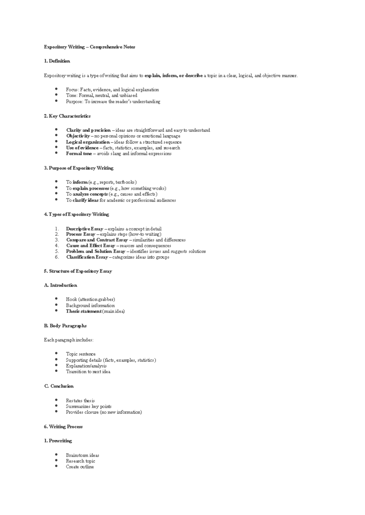 Expository Writing Comprehensive Notes (ENG 101) - Studocu