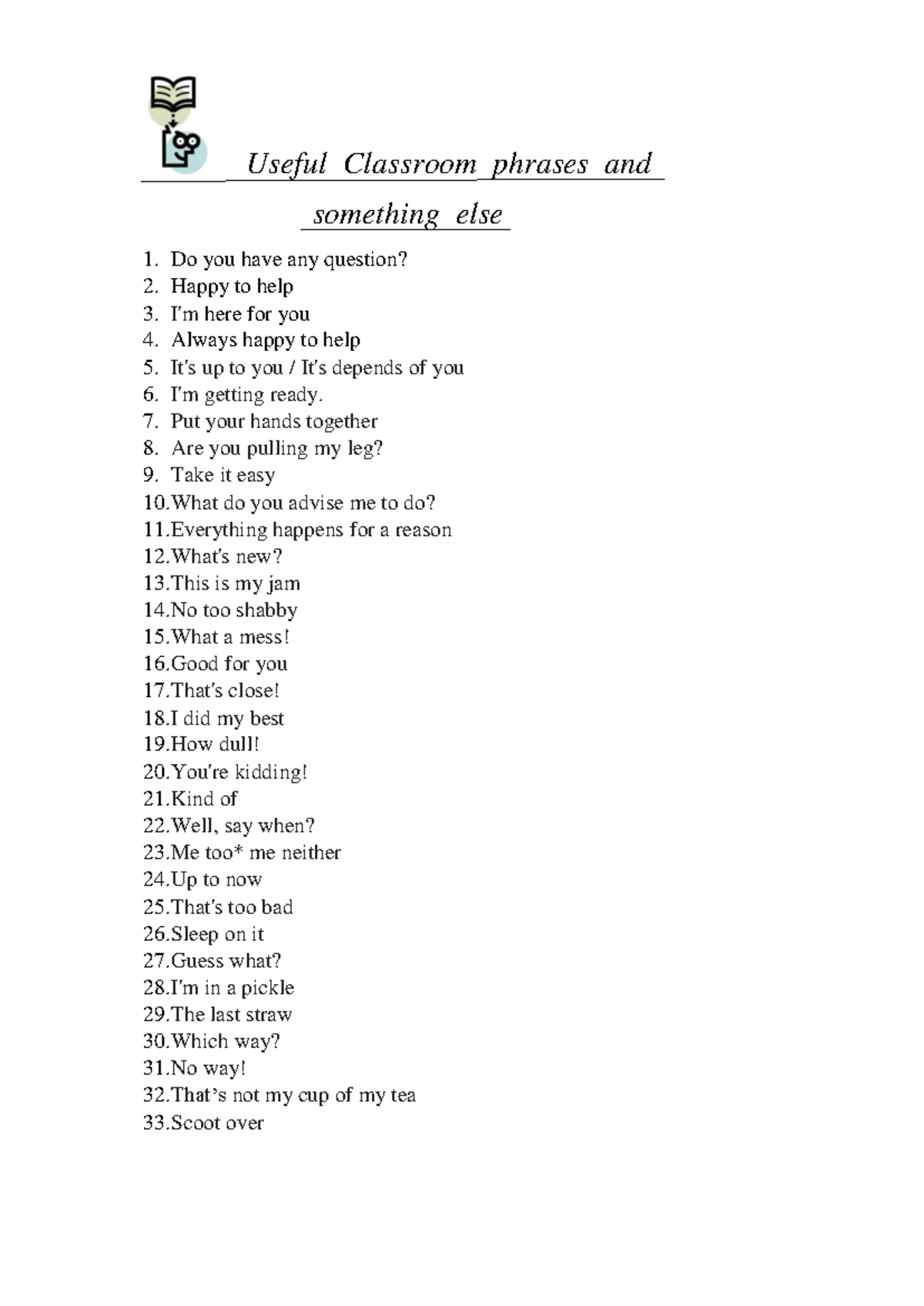 Useful Classroom Phrases for Effective Communication - Studocu