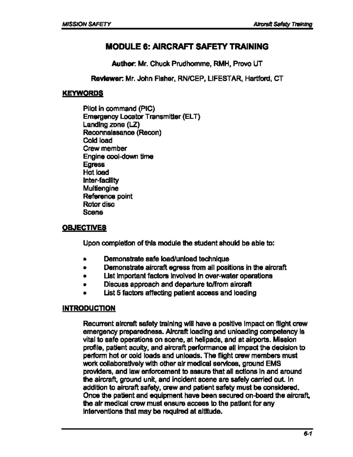 MISSION SAFETY Aircraft Safety Training - Module 6 Overview - Studocu
