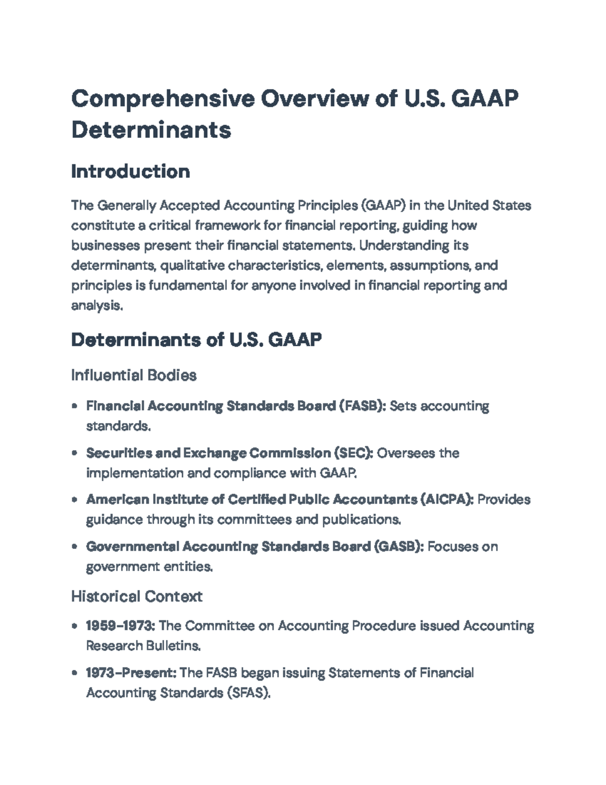 U.S. GAAP Overview: Principles, Determinants & Qualitative ...