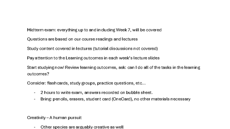 Health Science 1111A - Midterm Exam Review: Creativity & Resilience ...
