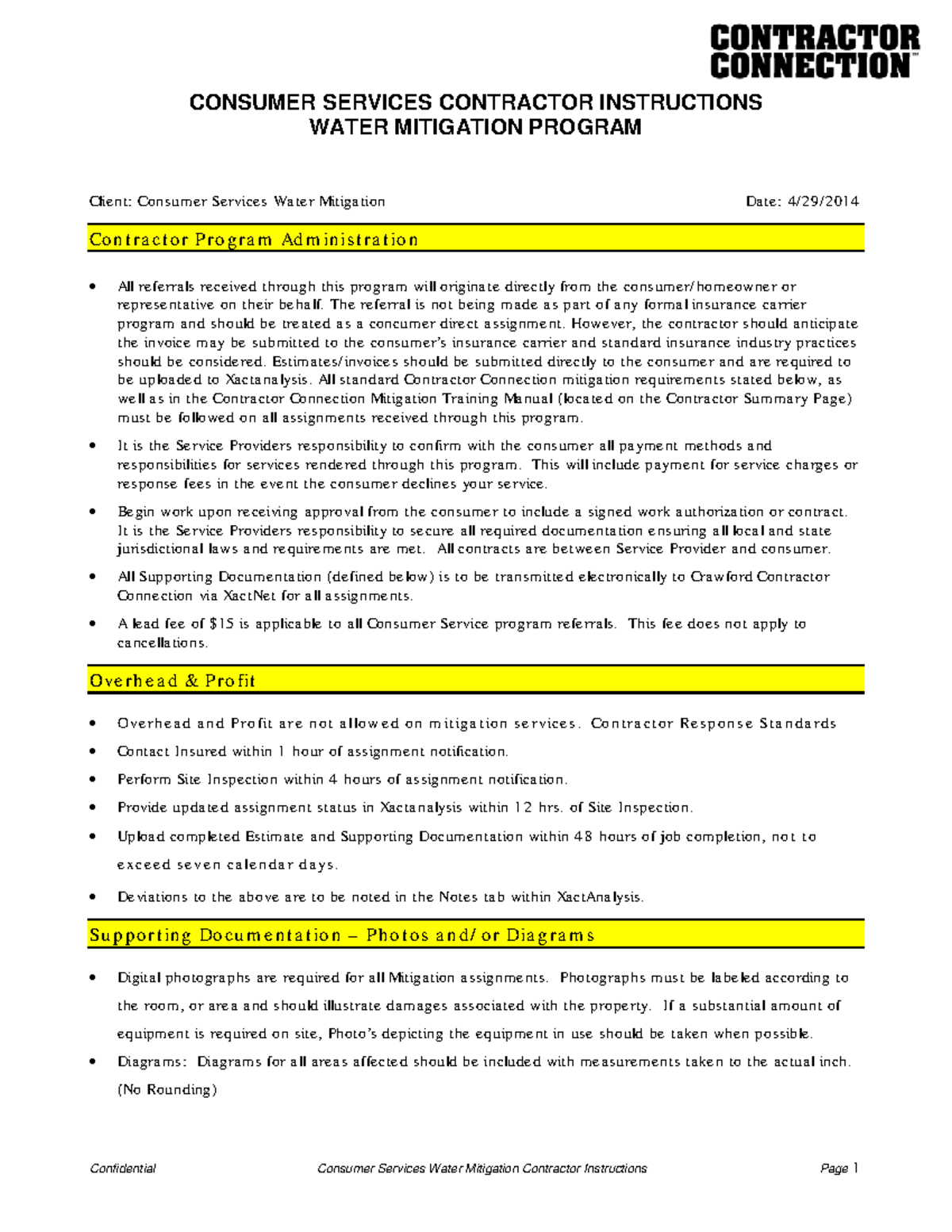 Consumer Services Water Mitigation Contractor Guidelines - Studocu