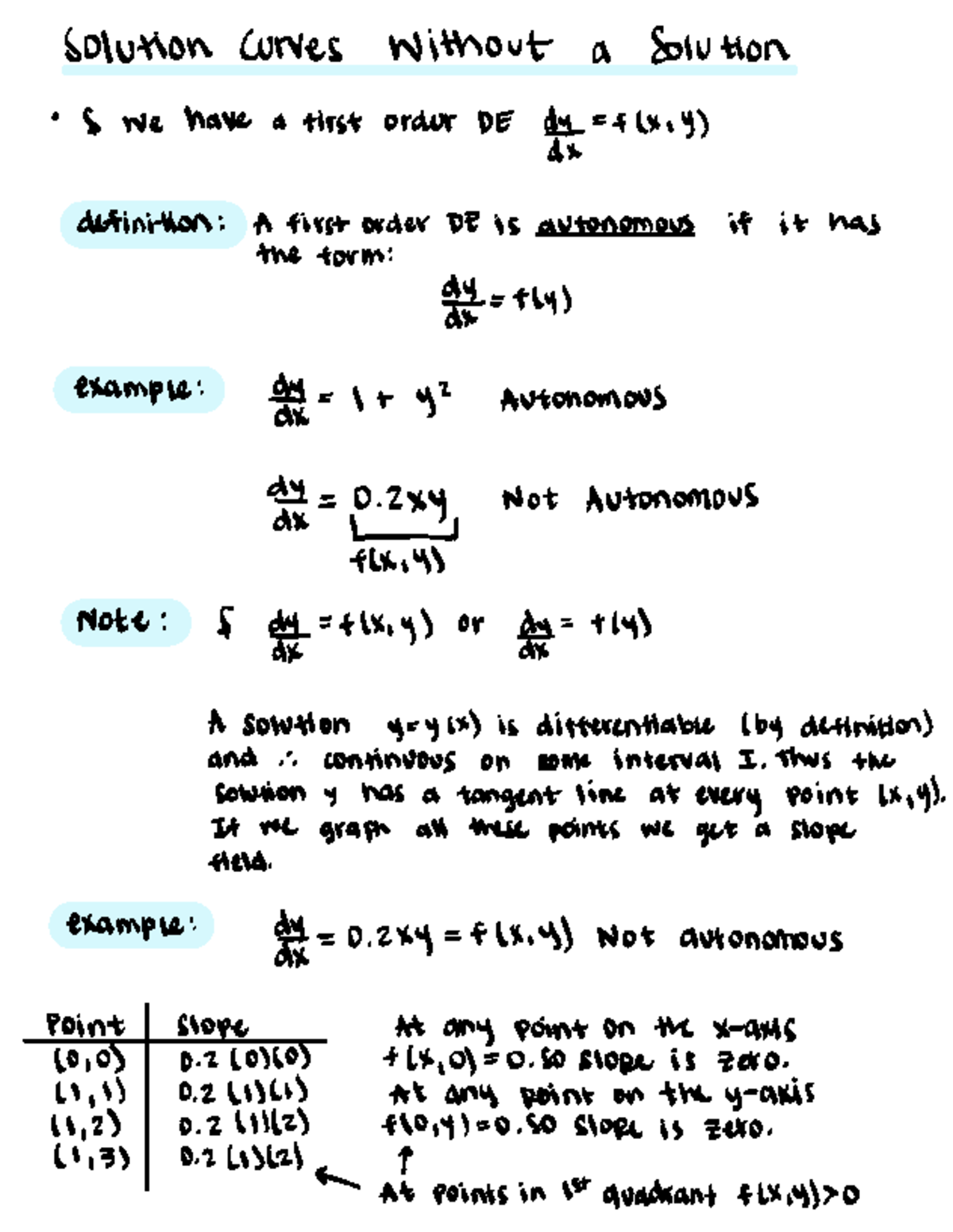 Title: Analysis of Autonomous Differential Equations: Concepts ...