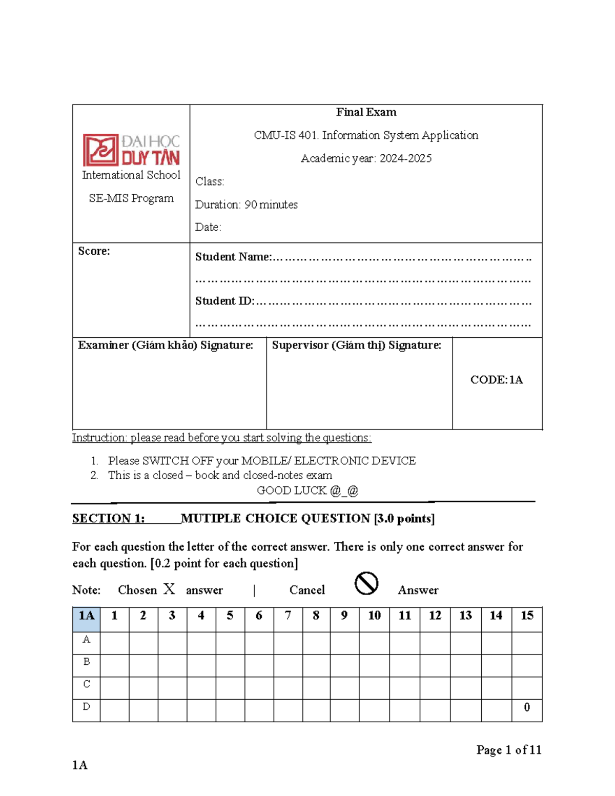 CMU IS 401 Final Exam Questions 1A: SQL & Database Concepts - Studocu