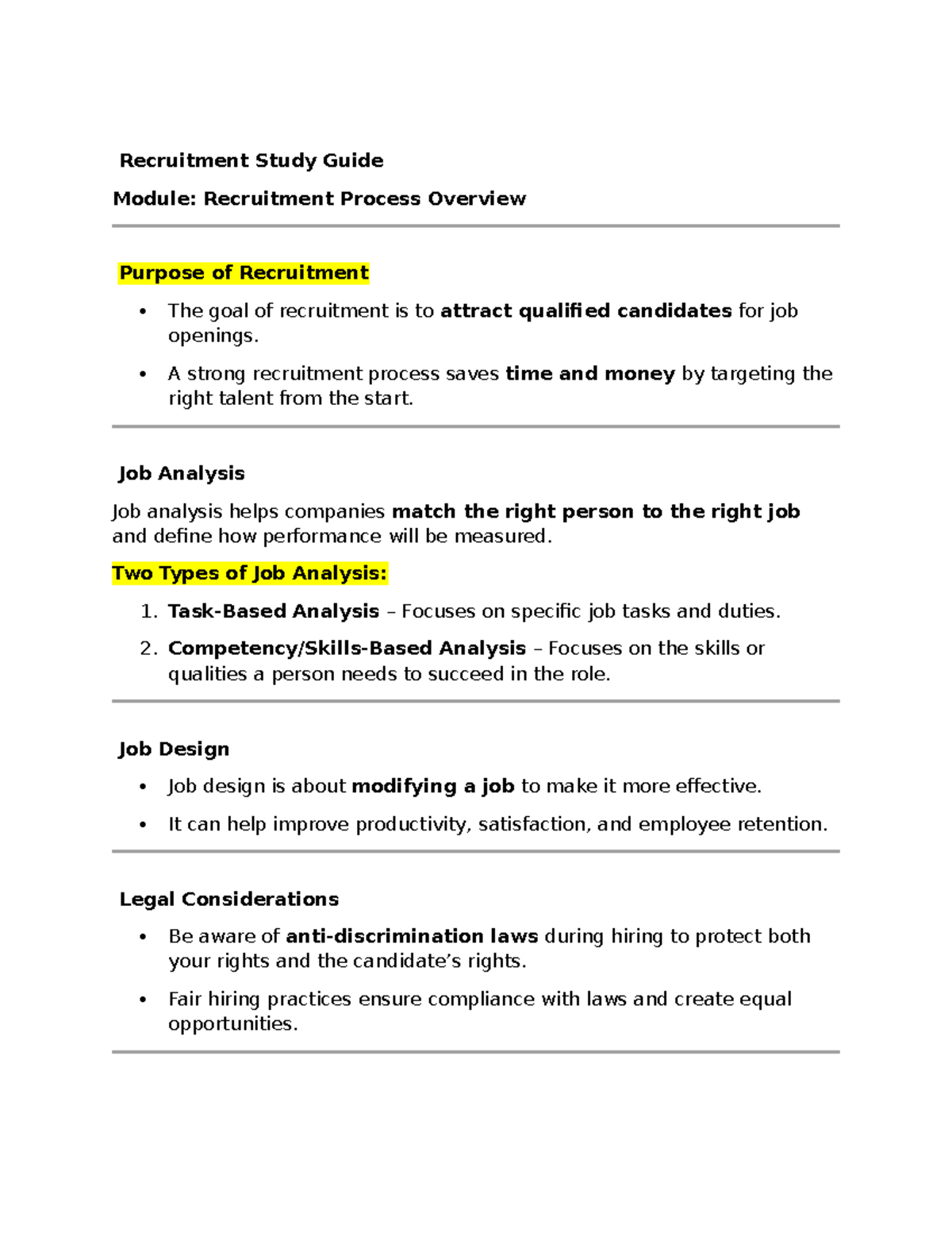Unit 5 Module 7: Recruitment Process Overview Study Guide - Studocu