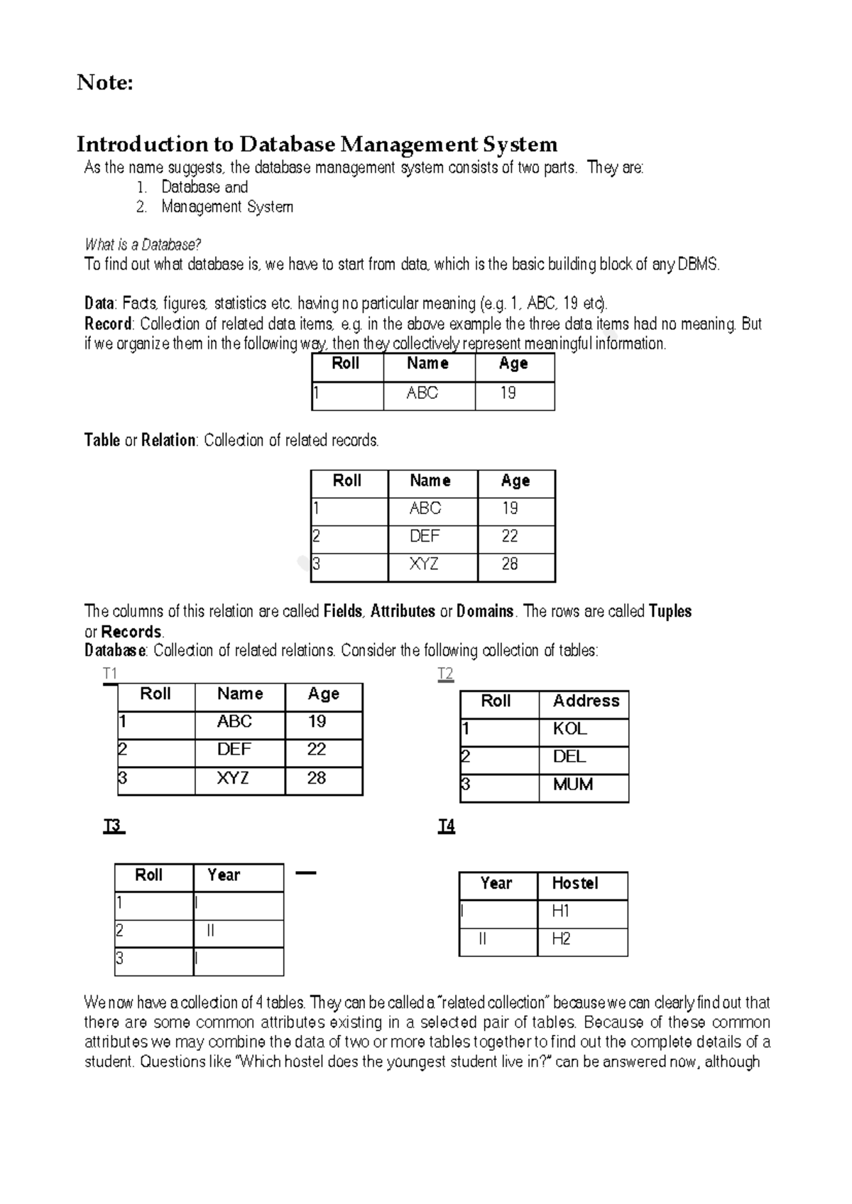 DBMS 101: Intro to Database Management System Notes - Studocu