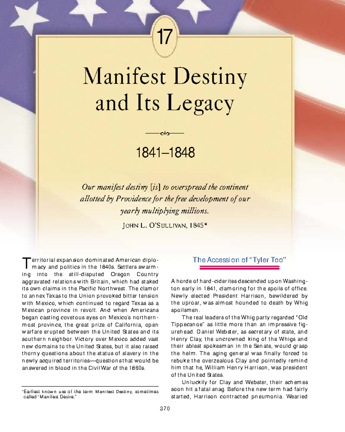 American Pageant Chapter 17: Manifest Destiny and Its Legacy - Studocu