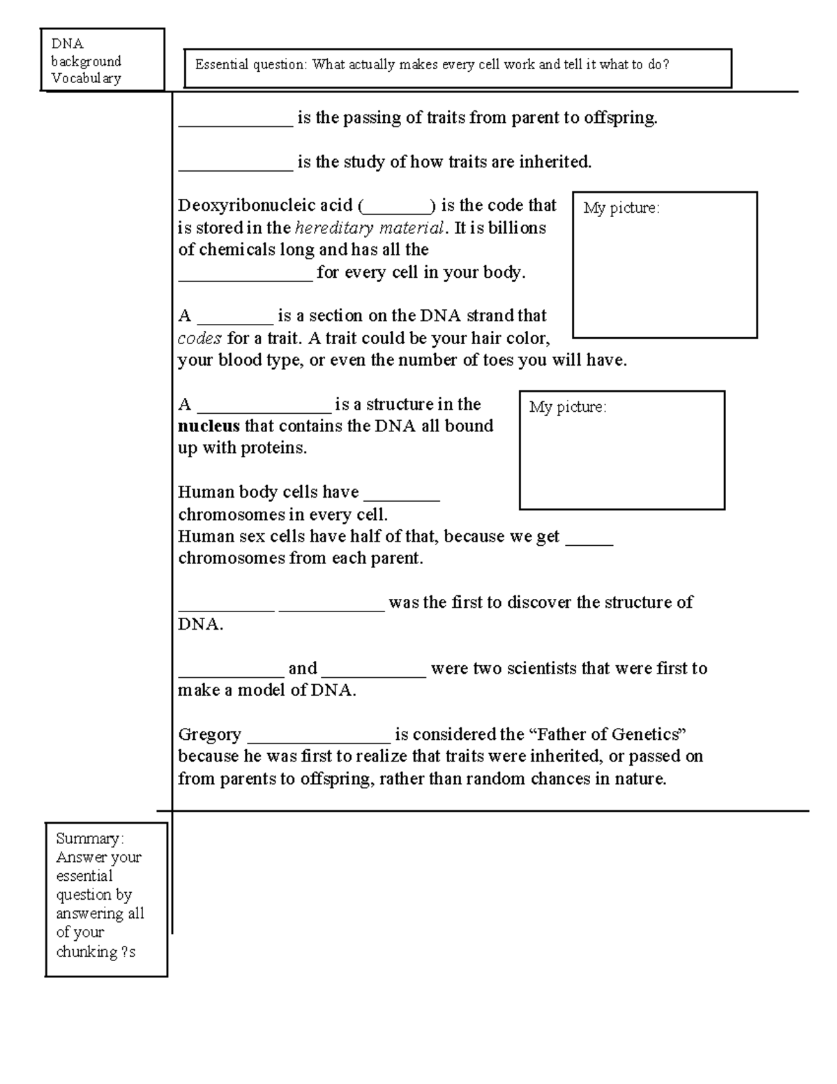 DNAHeredityand Genetics Cornell Notes-1 - ____________ is the passing ...