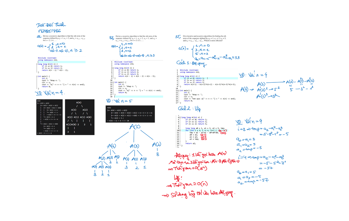 Recursive and Iterative Algorithms for N29DCCN166 Sequence Terms - Studocu