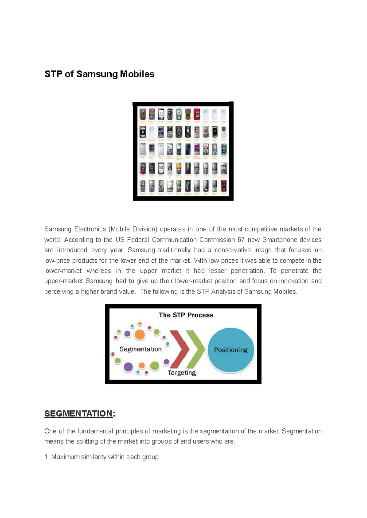 Samsung STP Analysis: Targeting & Segmentation Strategies - Studocu