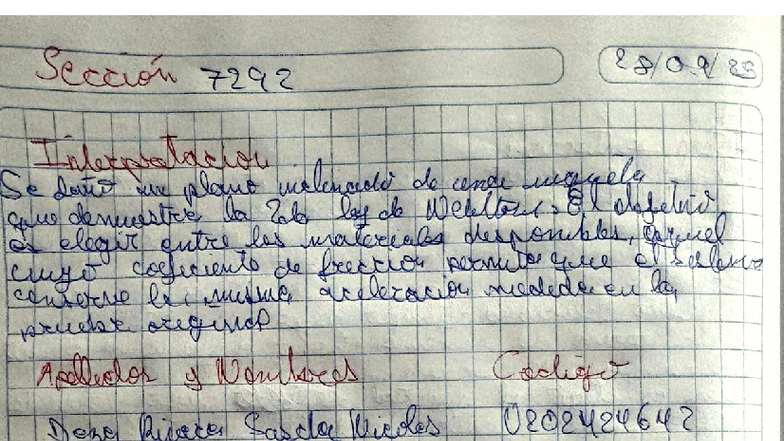 DD1 Física I Sección 7292: Solución de Problemas de Fricción - Studocu