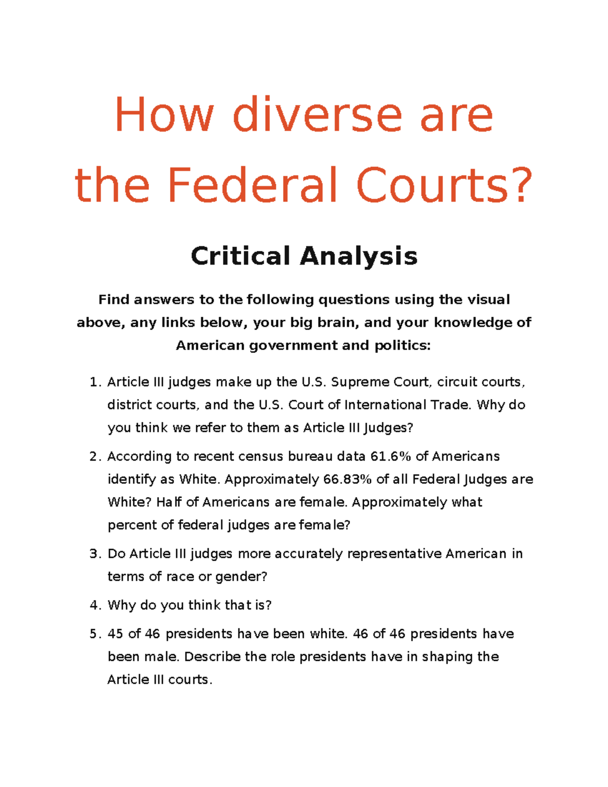 Courts Diversity - Critical Analysis (Govt 101) - Studocu