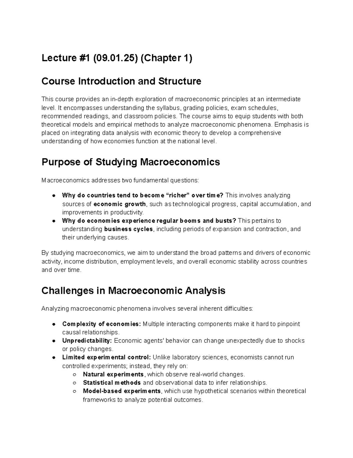 Comprehensive Guide to Macroeconomics: Course Overview (Econ 321) - Studocu