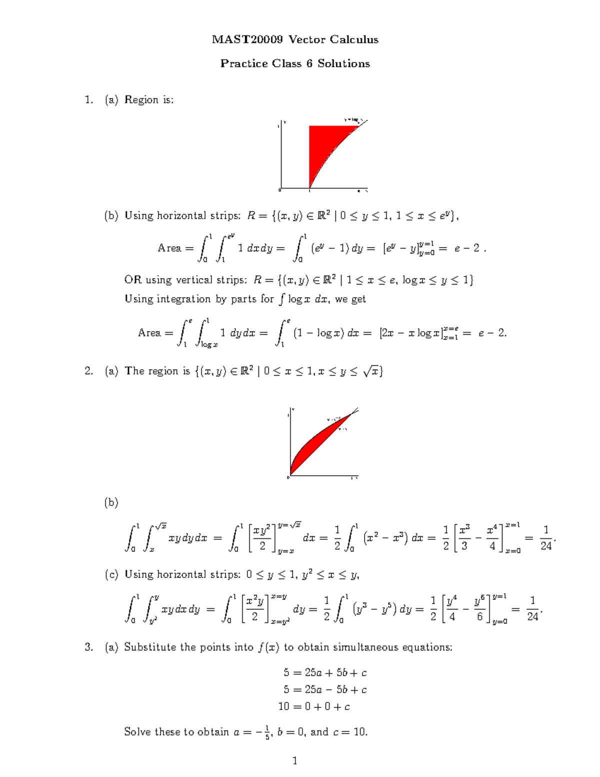 Vector Calculus Tutorial 6 Solutions 2025S1 - Studocu