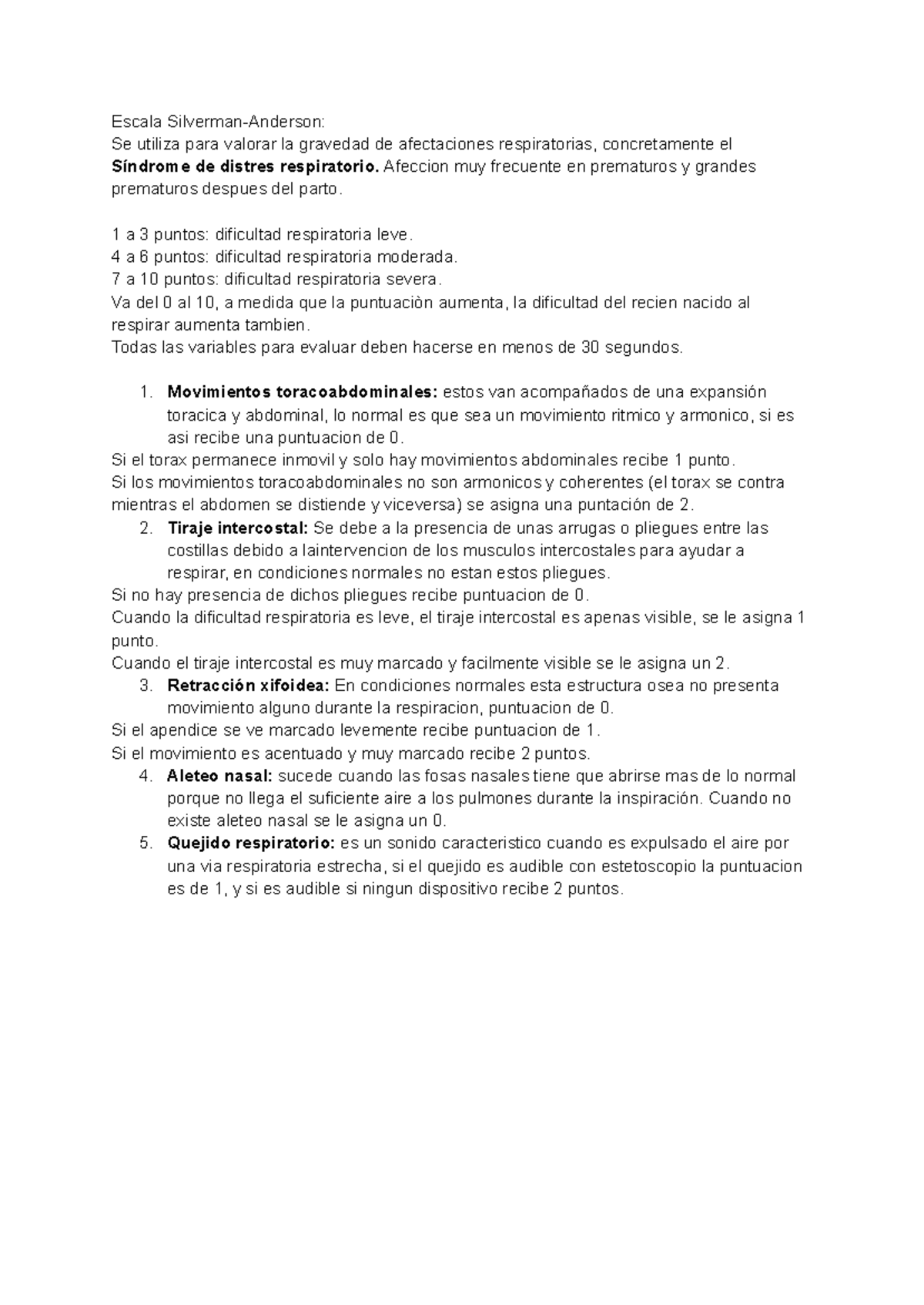 Escala Silverman-Anderson - Afeccion muy frecuente en prematuros y ...