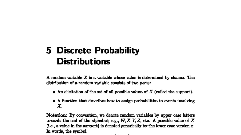 Chapter 5 - Discrete Probability Distributions (MATH 220) Lecture Notes ...