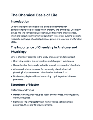 Chemical Basis of Life: Molecular Composition and Biological Functions ...