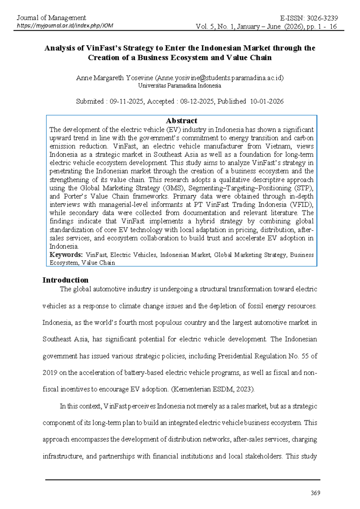 Analysis of VinFast's Strategy for Indonesian Market Entry (MGT 2026 ...