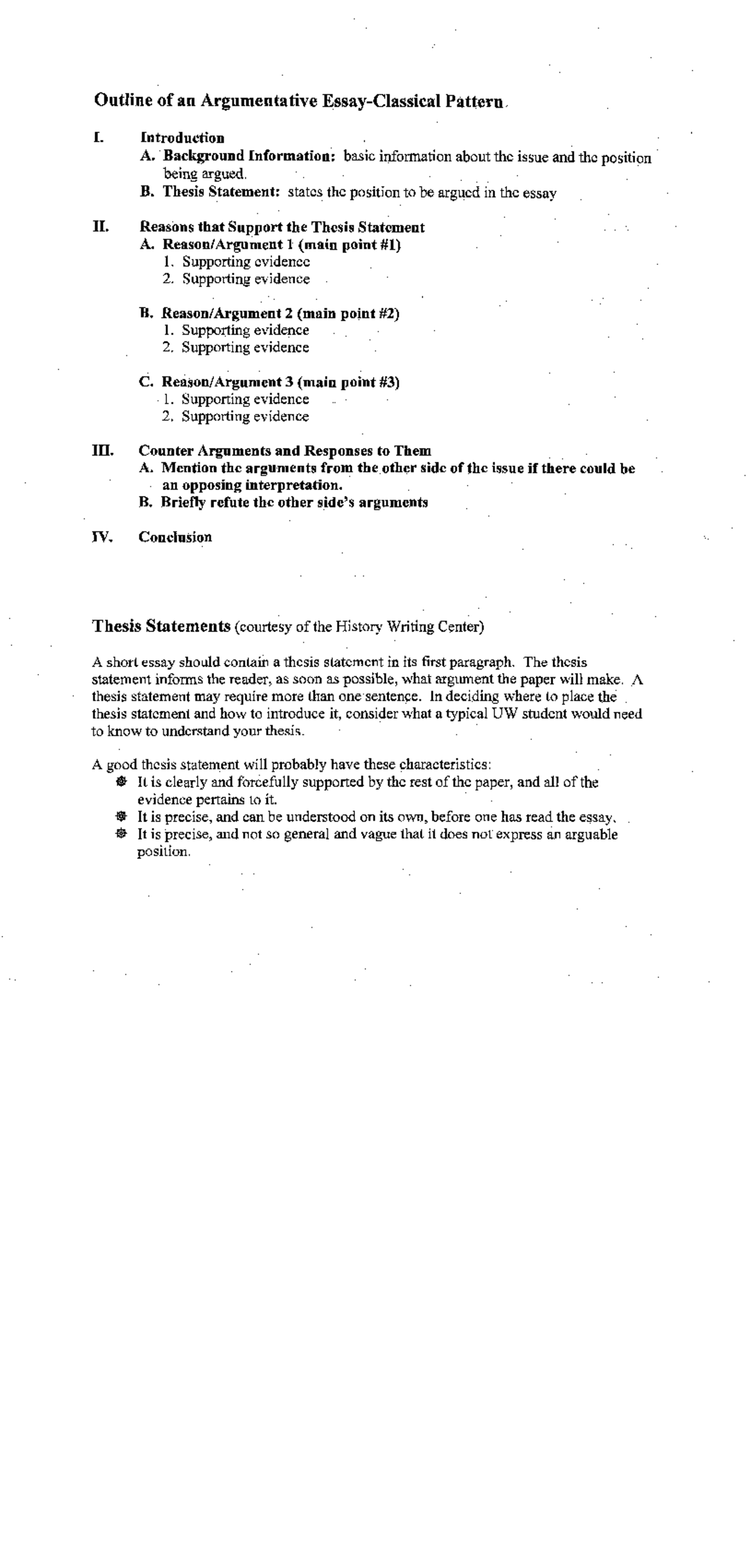 Argumentative Writing Outline: Key Elements & Thesis Tips - Studocu