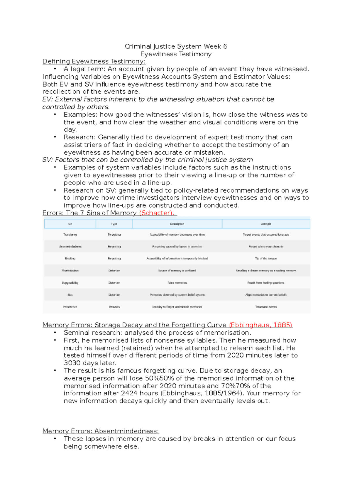 Criminal Justice System eyewitness testimony - Criminal Justice System ...
