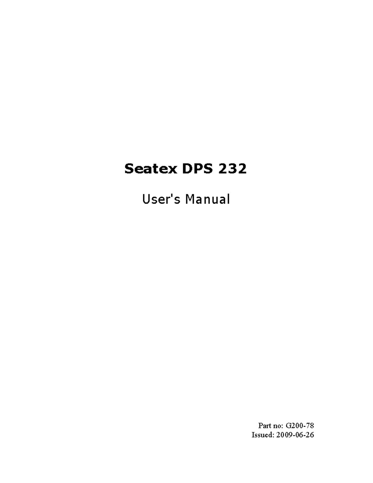 Seatex DPS 232 User Manual: Comprehensive Guide and Revision History - Studocu