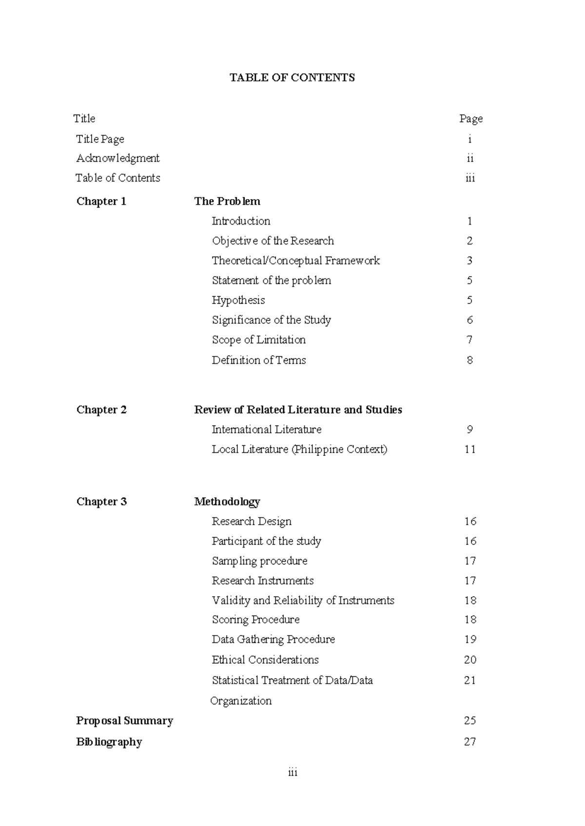Comprehensive Table of Contents for Research Study - Studocu