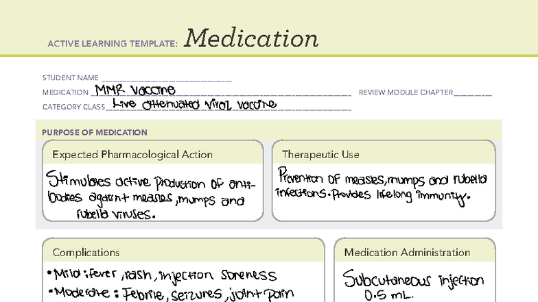 ACTIVE LEARNING TEMPLATE: Pharmacology Review for Vaccines (Peds) - Studocu