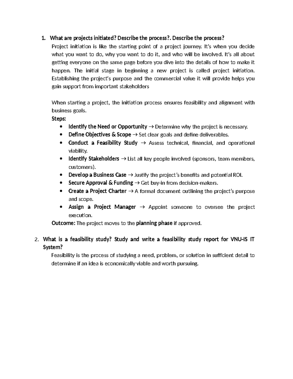 Lesson 2 - ....... - What are projects initiated? Describe the process ...