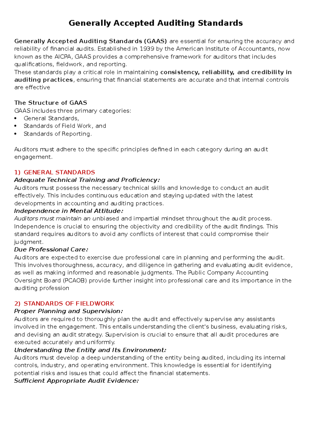 GAAS Overview: Understanding Generally Accepted Auditing Standards ...