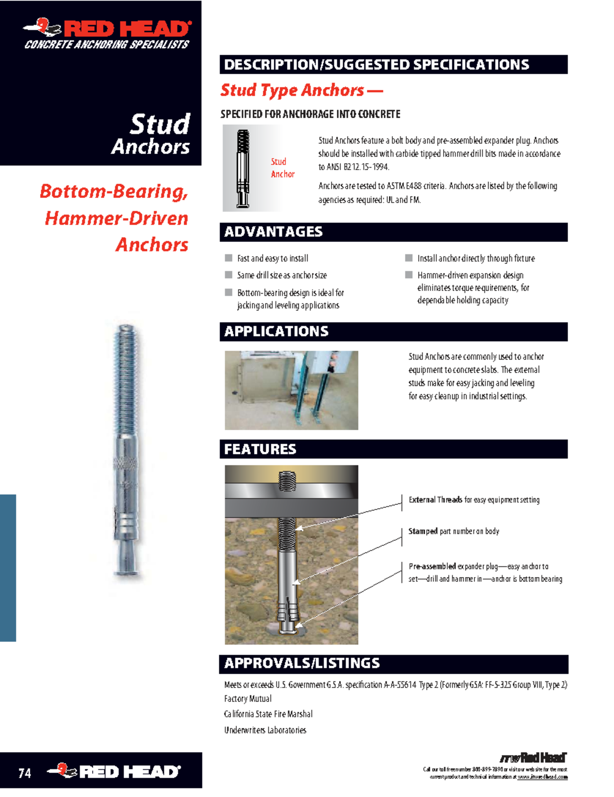 Stud Anchors Specifications and Applications - B13978 - Studocu