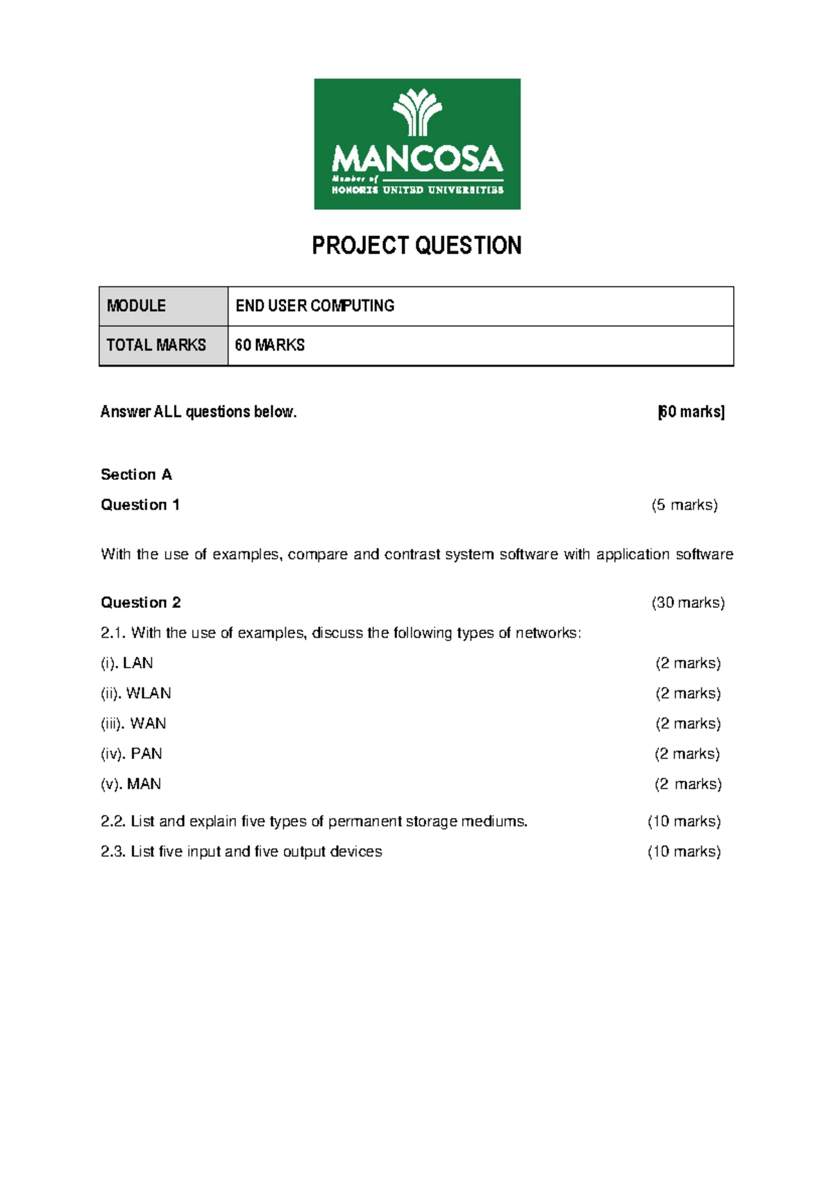 End User Computing Final OSA - July 2023 Semester 1 - Studocu