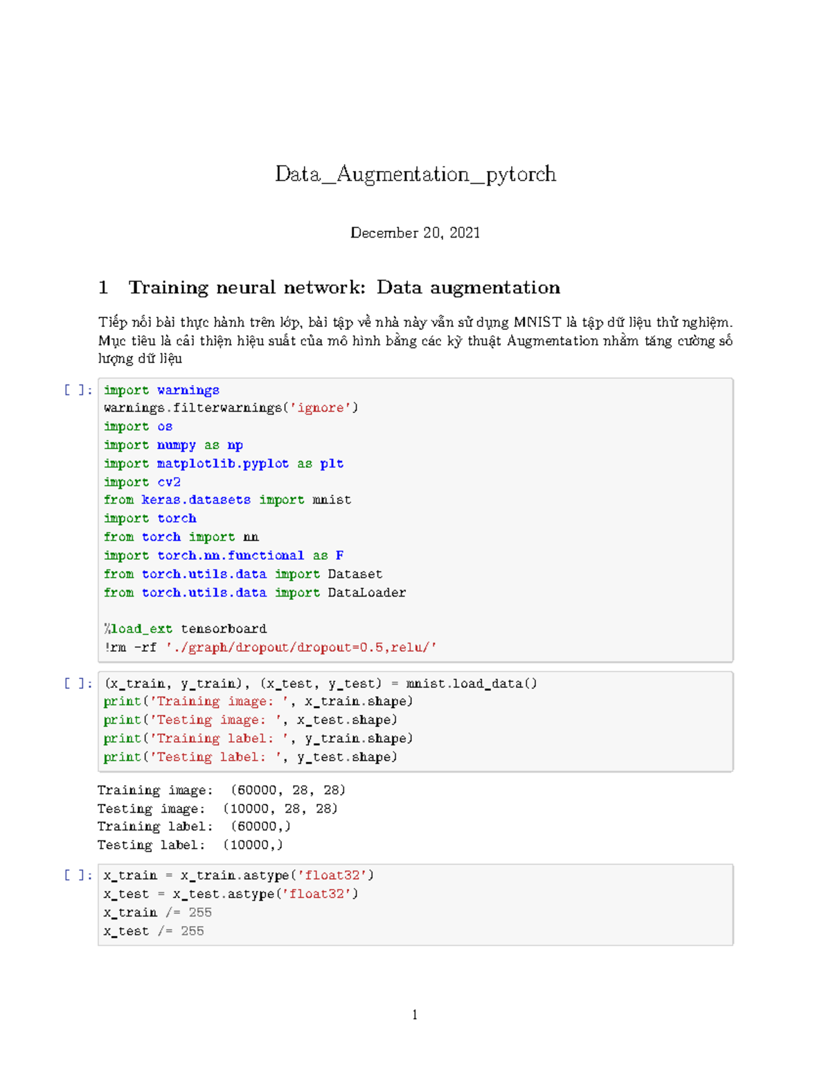 Data Augmentation Techniques in PyTorch for MNIST Dataset - Studocu
