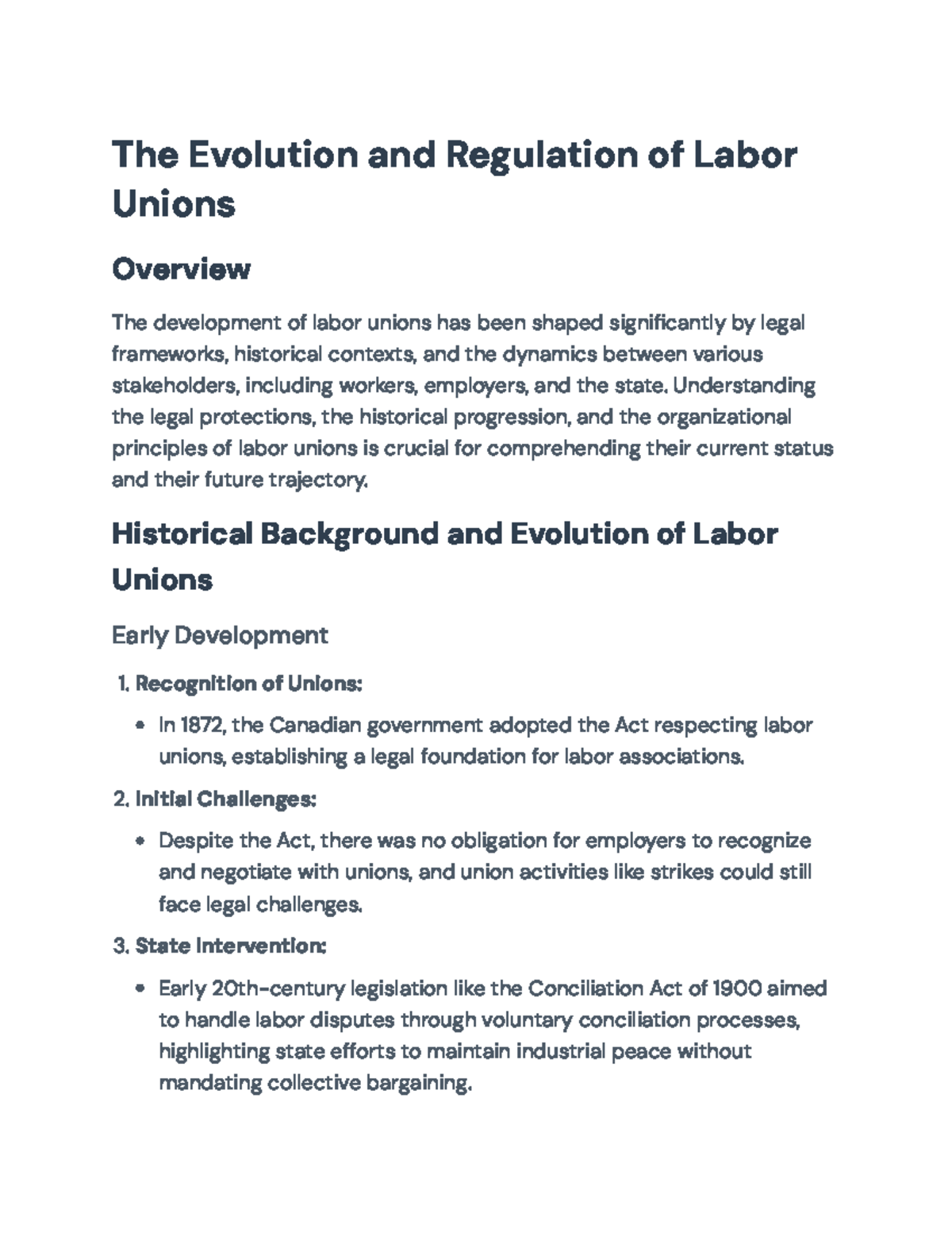 The Evolution and Regulation of Labor Unions: A Historical Perspective ...