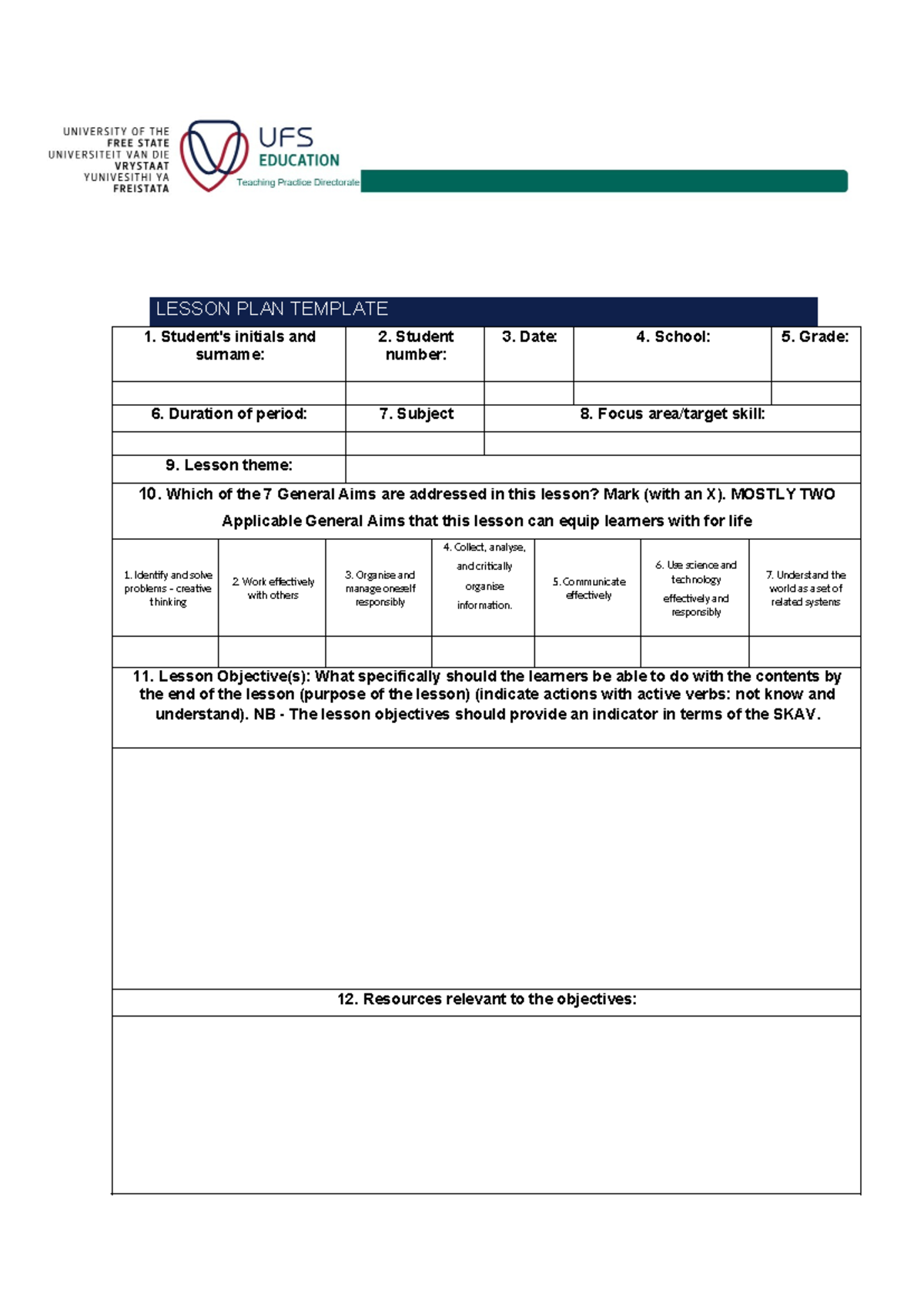Lesson Plan Template for Educators: Amanda S. Zwane - Studocu
