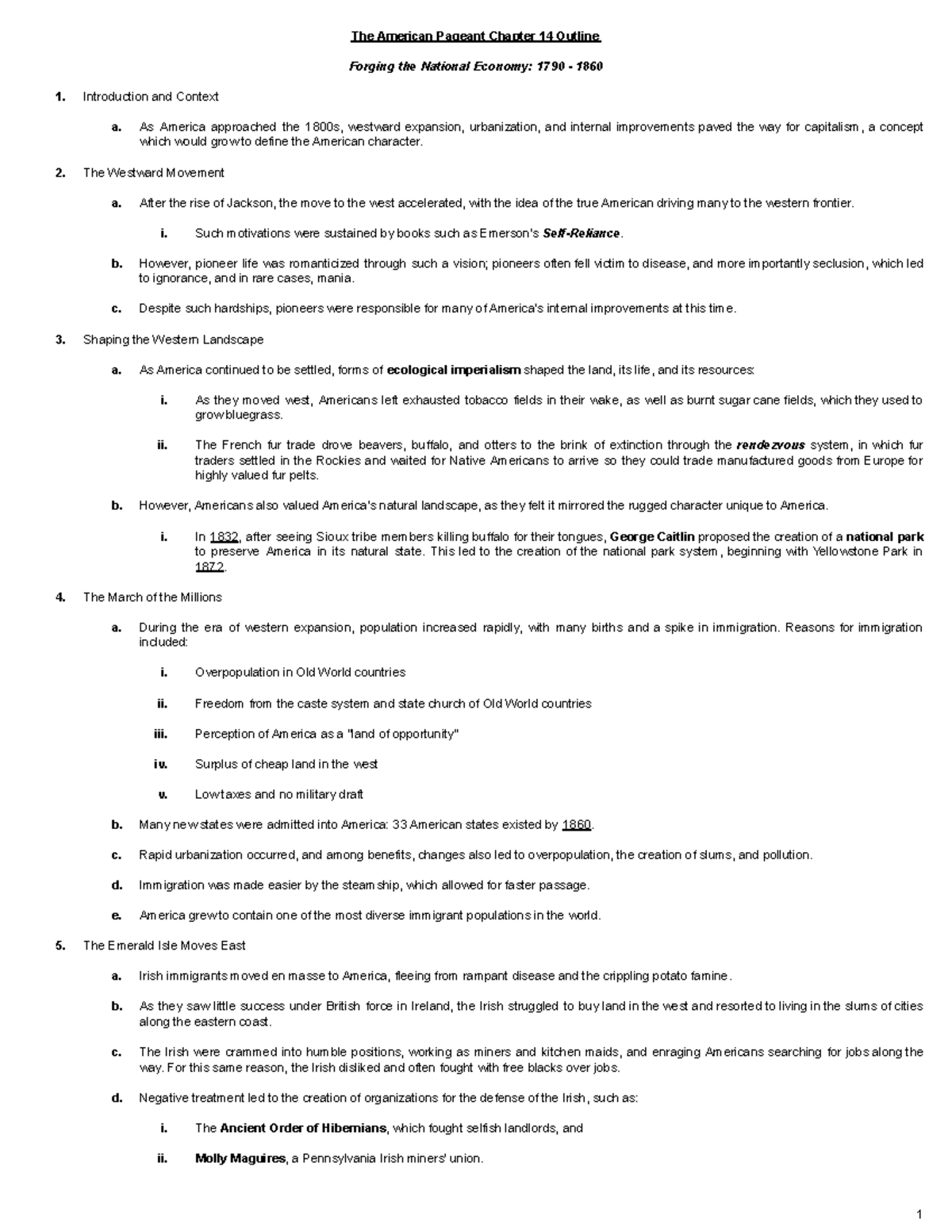 Apush Chapter 14 Topic Outline - The American Pageant Chapter 14 ...
