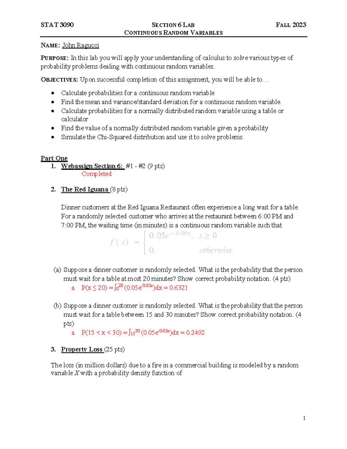 Sec 6 Lab - Continuous Random Variables Exploration - Studocu
