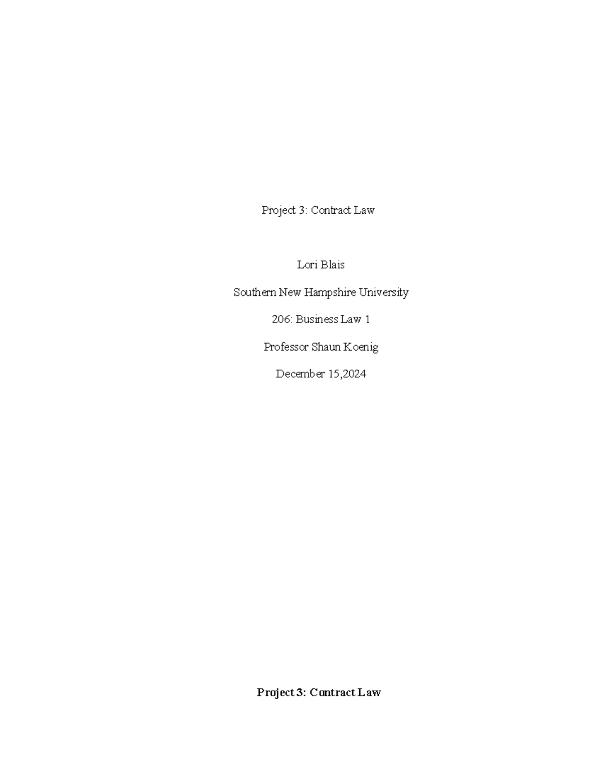Contact Law final - Project 3 submission part 1 - Project 3: Contract ...