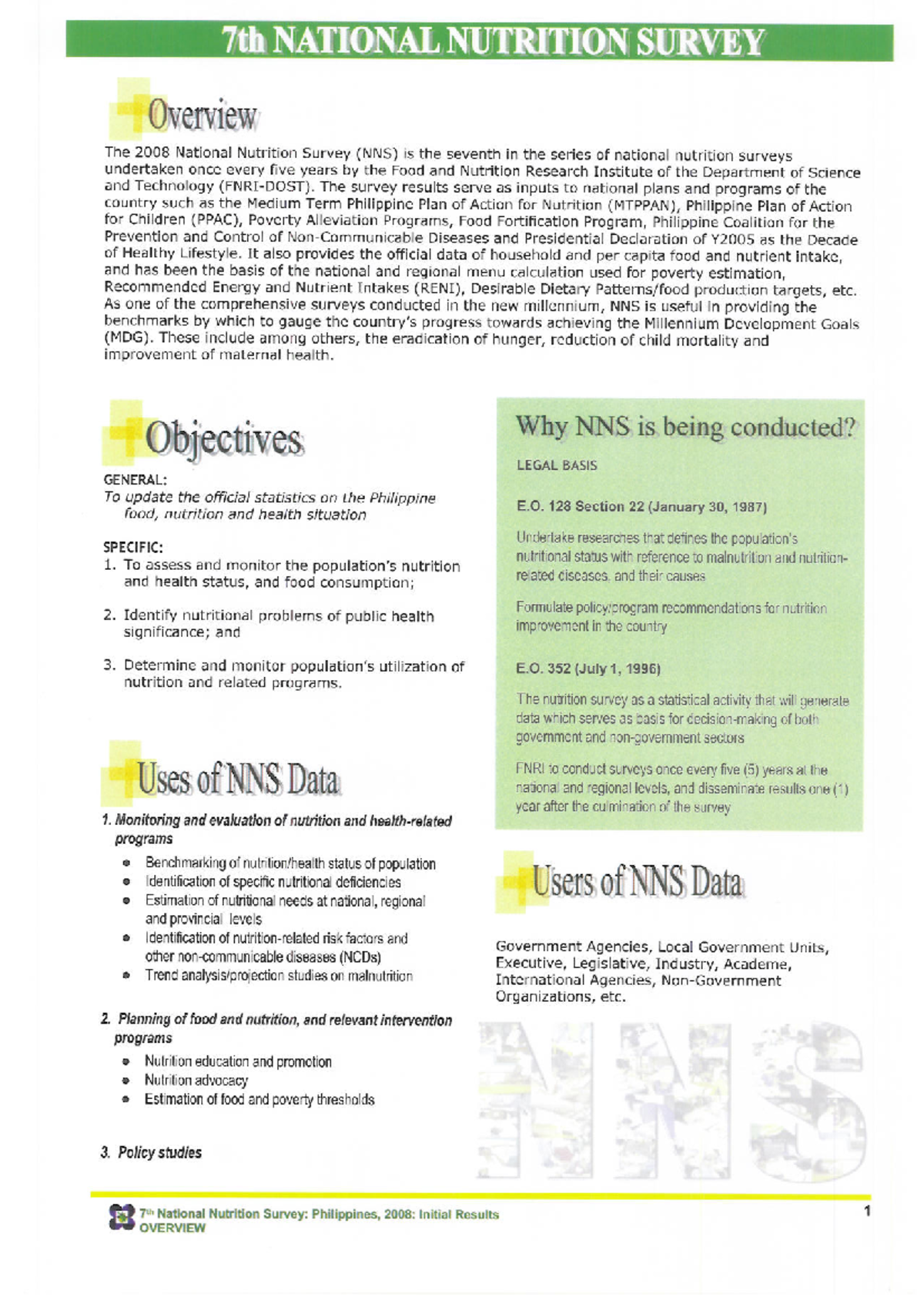 7th National Nutrition Survey (NNS) 2008: Key Findings and Insights - Studocu
