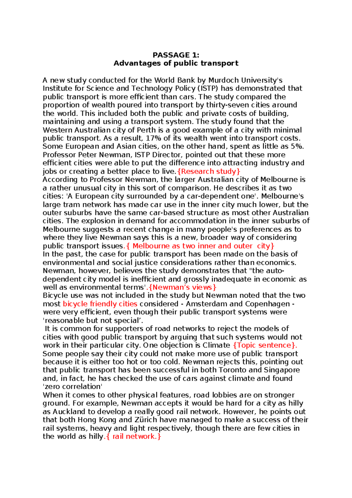 PASSAGE 1: Advantages of Public Transport - Reading Shift 2 Analysis ...