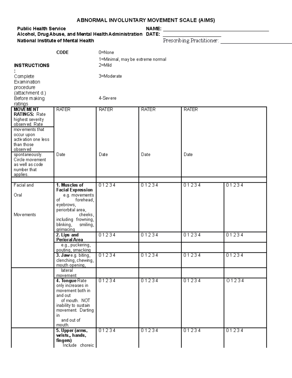 Abnormal involuntary movement scale - ABNORMAL INVOLUNTARY MOVEMENT ...