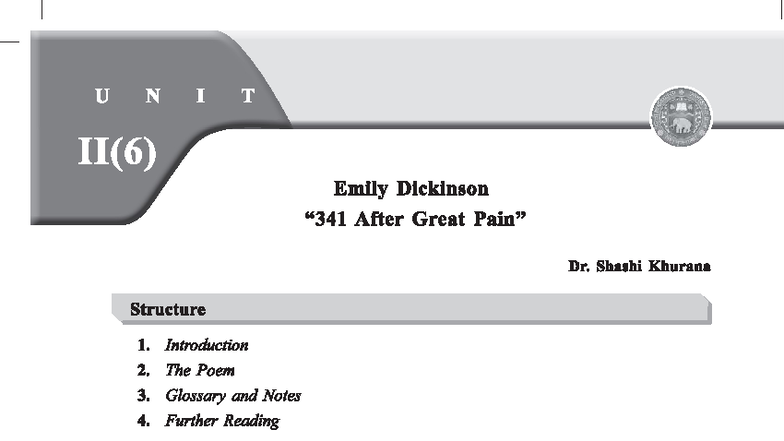 Emily Dickinson's Poetry: Analyzing "After Great Pain" (ENG 101) - Studocu