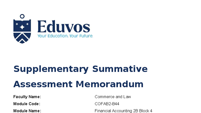 Cofab 2-B44 – Supplementary Assessment Memo for Financial Accounting 2B ...