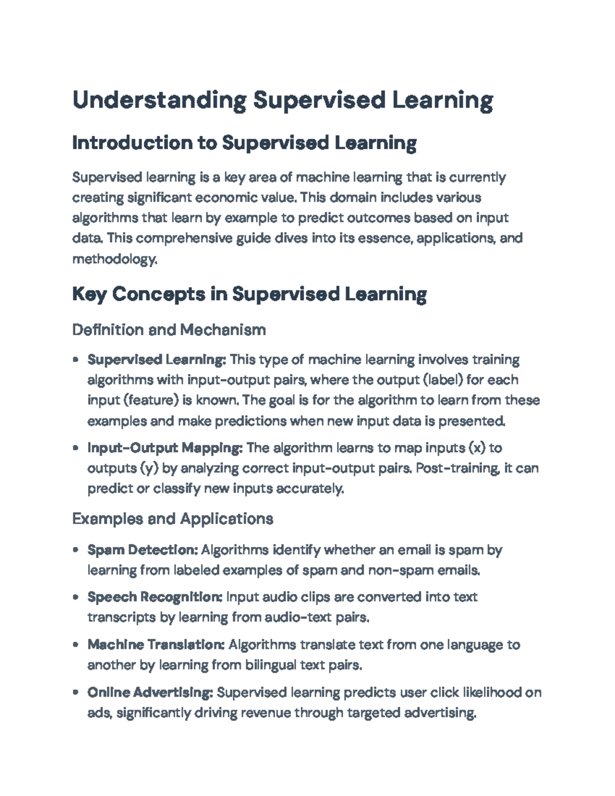 Supervised Learning Overview and Applications: Key Concepts ...