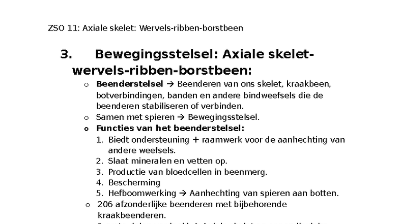 ZSO 11: Axiale Skelet - Overzicht en Functies van het Beenderstelsel ...
